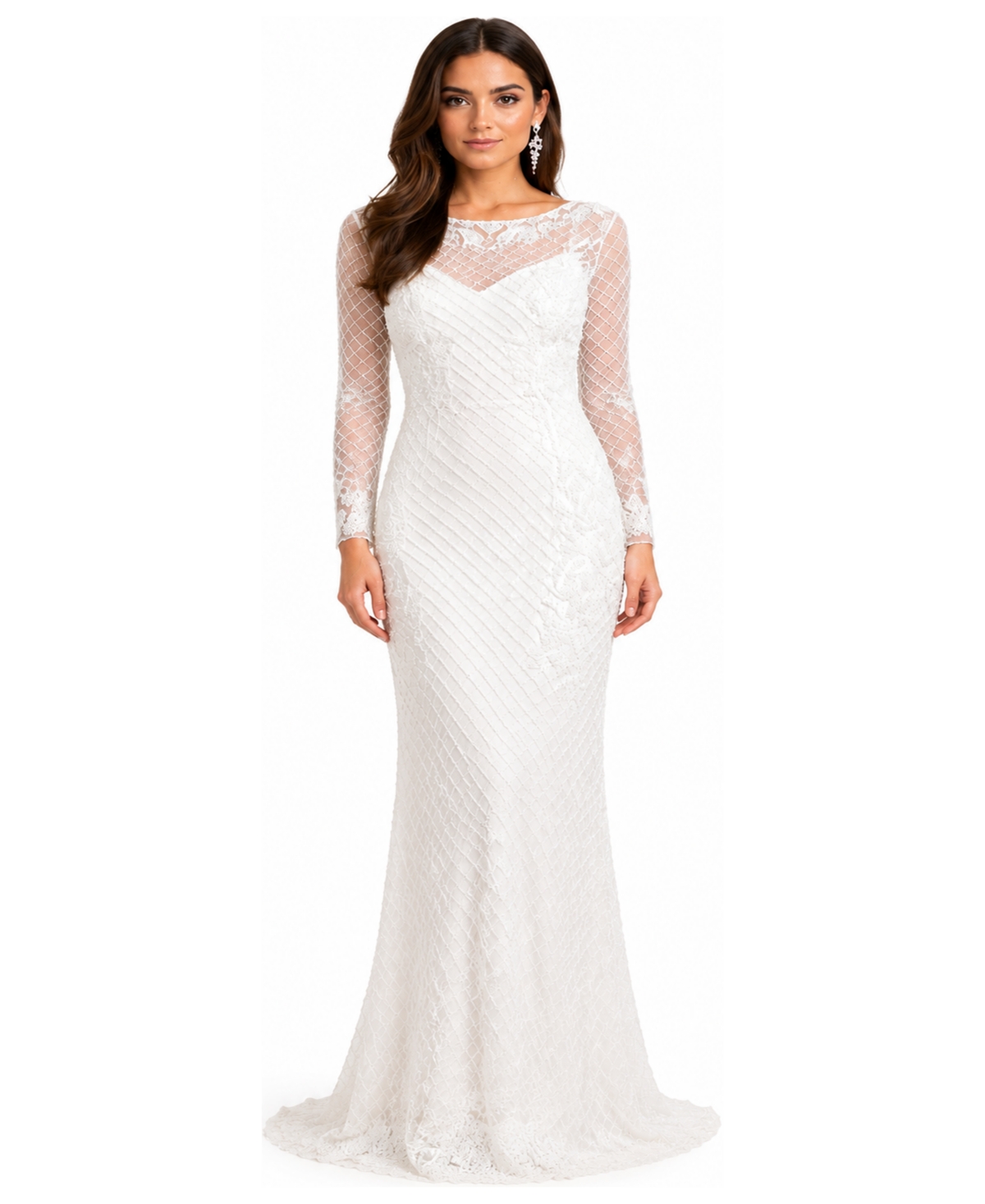 Click here for Lara Womens High Neck  Long Sleeve Beaded Wedding... prices