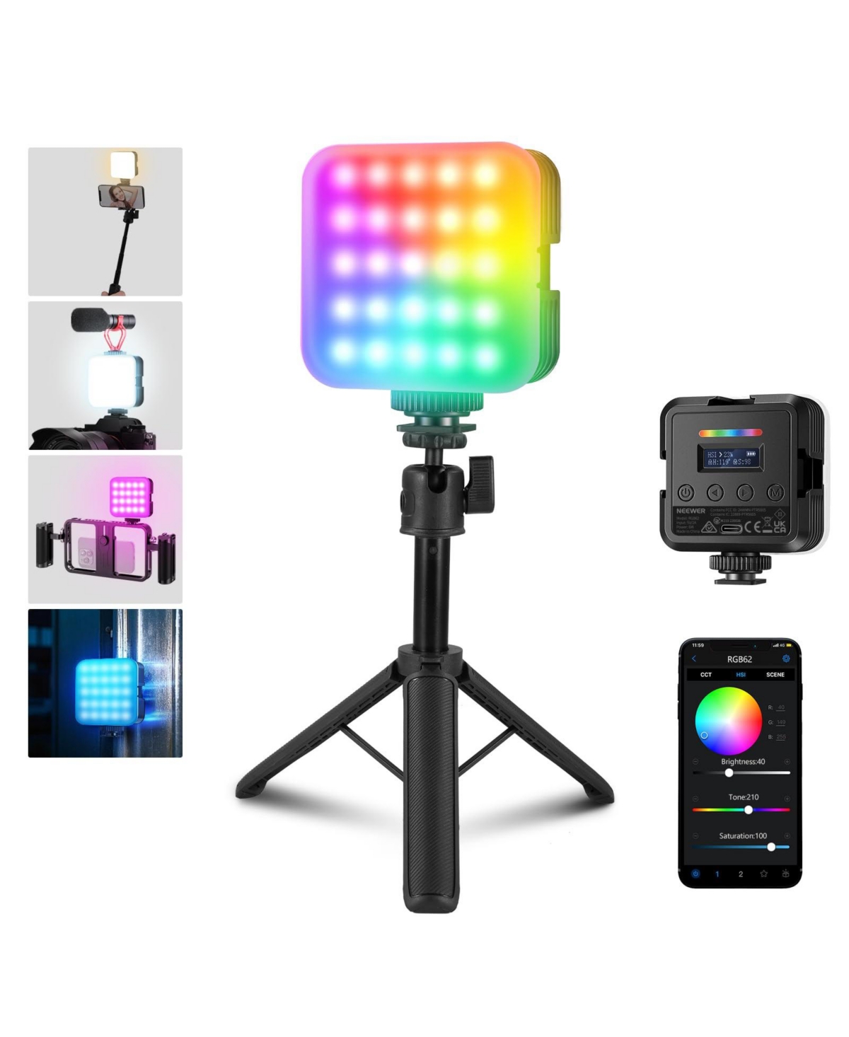 Click here for Neewer RGB62 Camera Tripod with 2000mAh  8500K  CR... prices