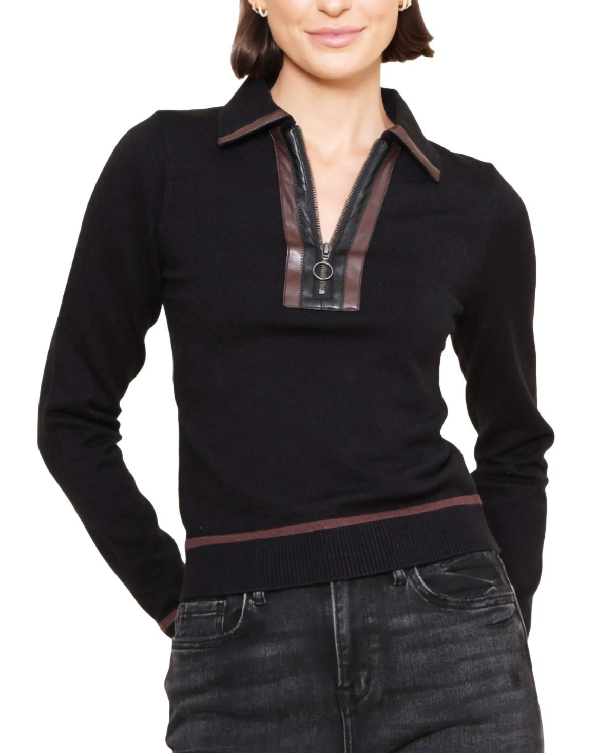 Click here for Central Park West Womens Naomi Zip Combo Sweater -... prices