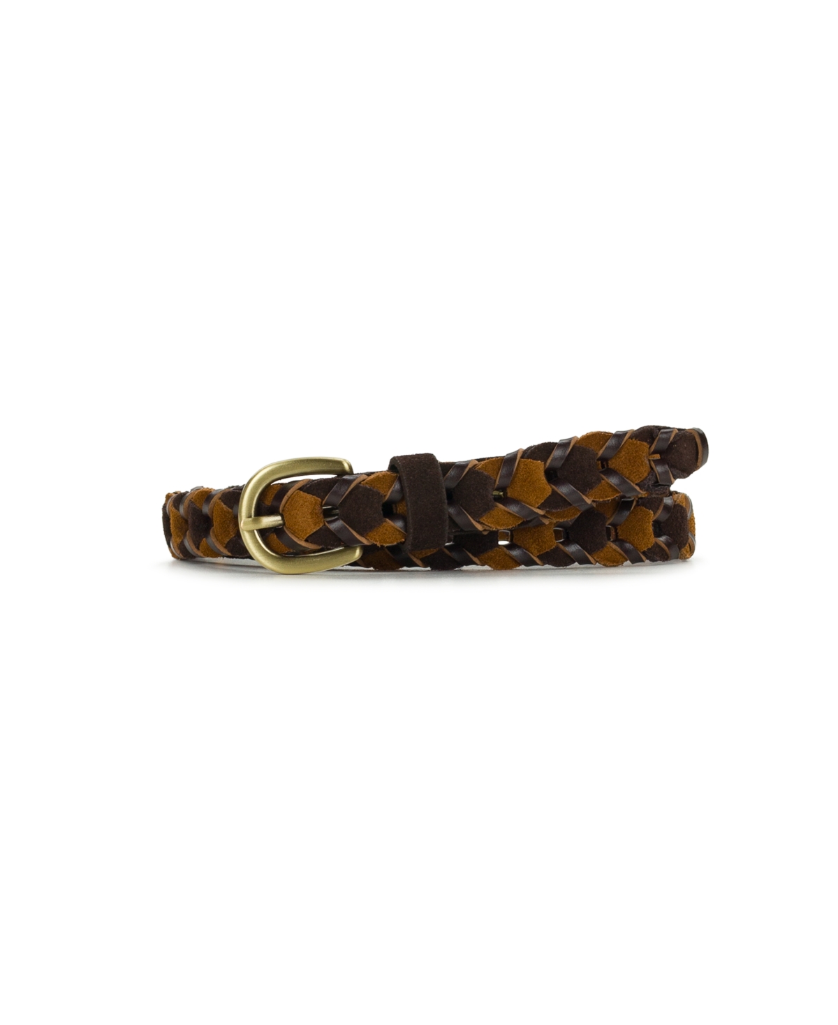 Click here for Patricia Nash Atina Braided Suede Belt - Cognac/Ch... prices