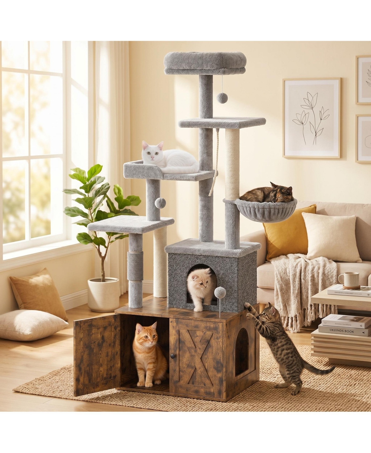 Click here for homfan Cat Tree with Litter Box Enclosure Large  M... prices