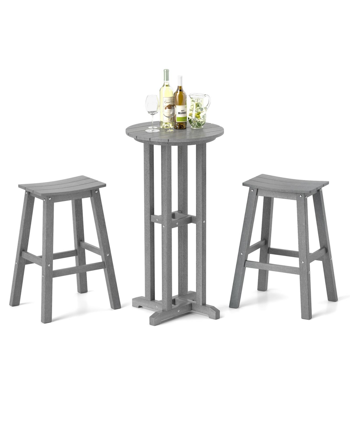 Click here for Gymax 3 Piece Outdoor Hdpe Bar Table and Chair Set... prices