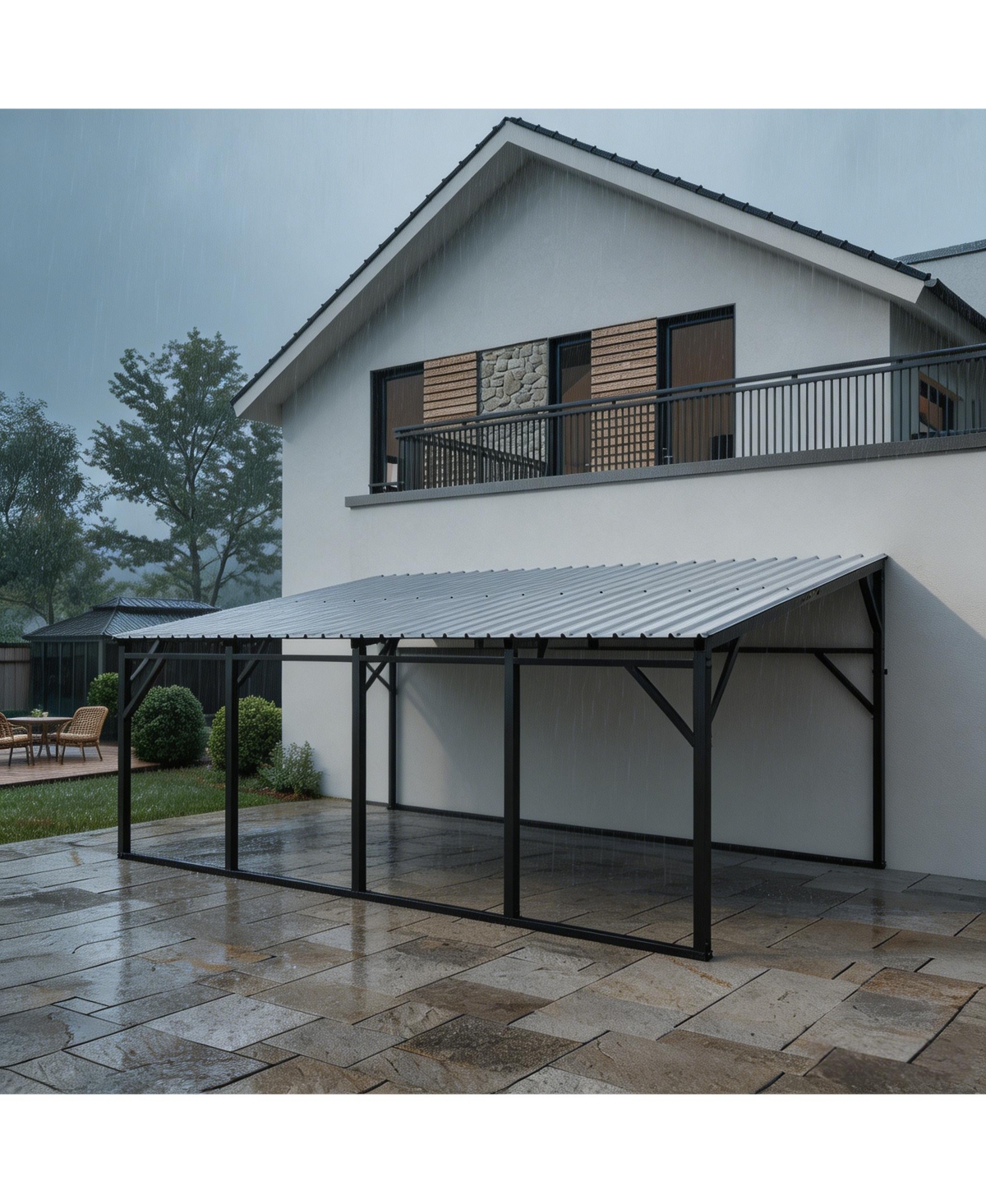 Click here for homfan 12 x 20 Ft Iron High-Low Carport Canopy wit... prices