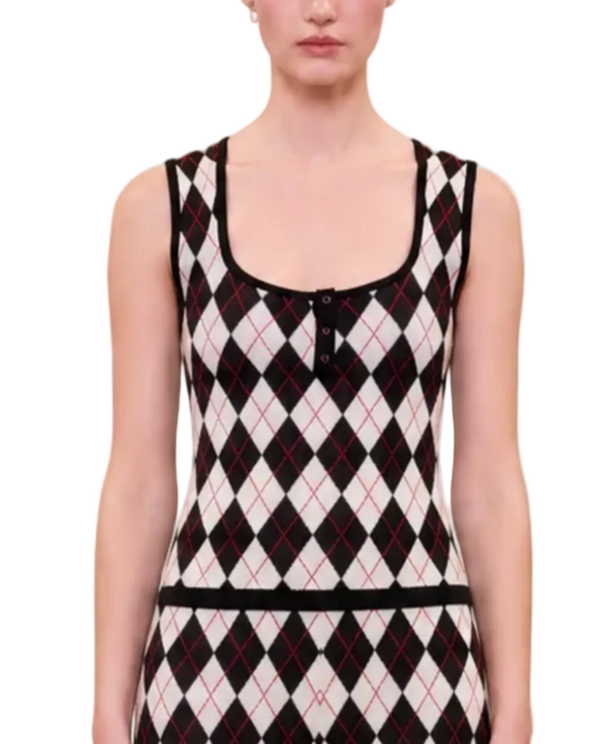 Click here for Pcfg Womens Daydreamers Argyle Sleeveless Knit Top prices