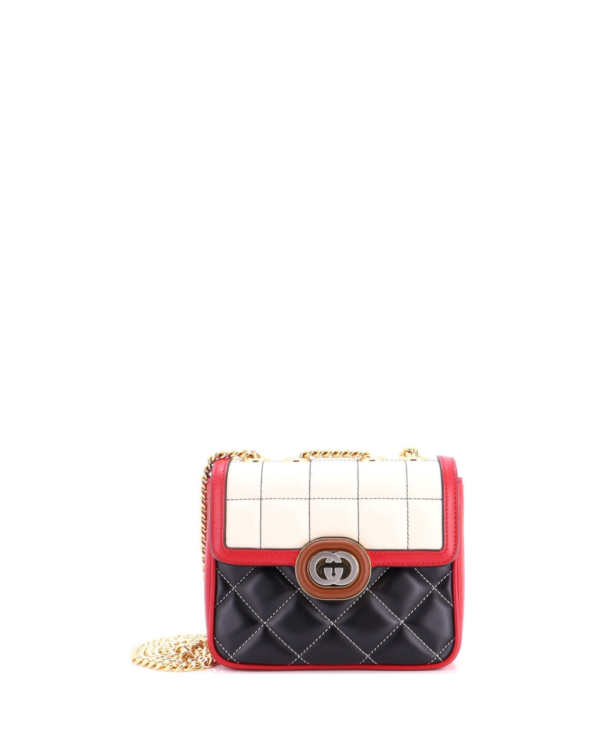 Click here for Pre-Owned Gucci Mini Deco Chain Flap Bag Mixed Mat... prices