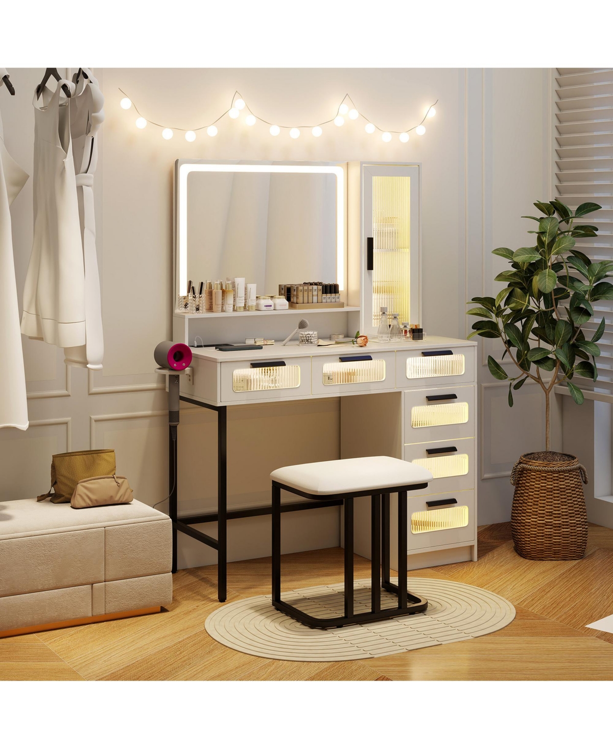 Click here for Costway Modern Vanity Desk Bedroom Vanity Set with... prices