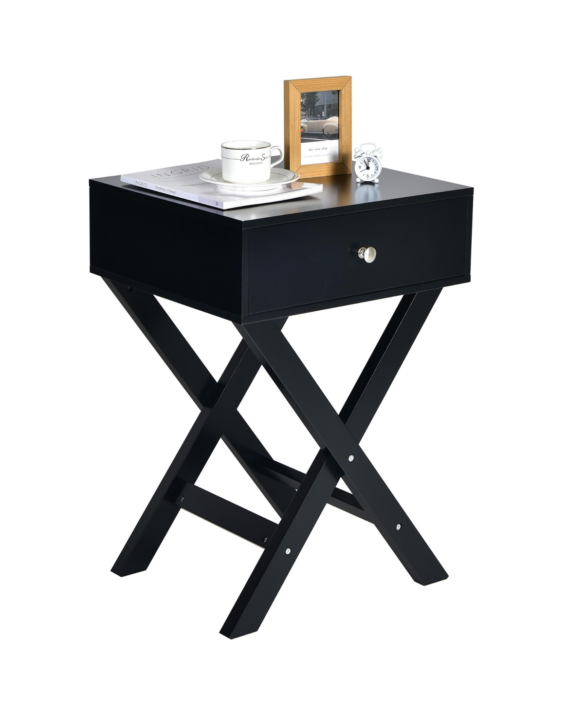 Click here for Costway Side Nightstand with Drawer x Shaped Struc... prices