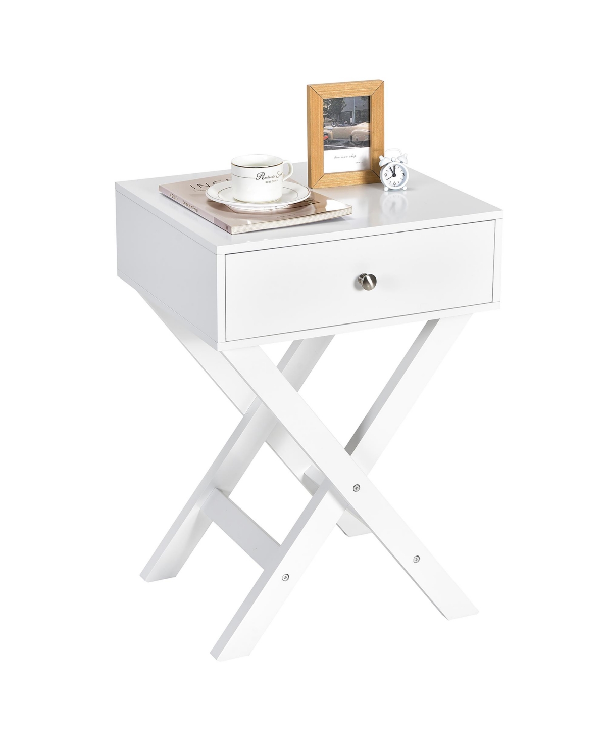 Click here for Costway Side Nightstand with Drawer x Shaped Struc... prices