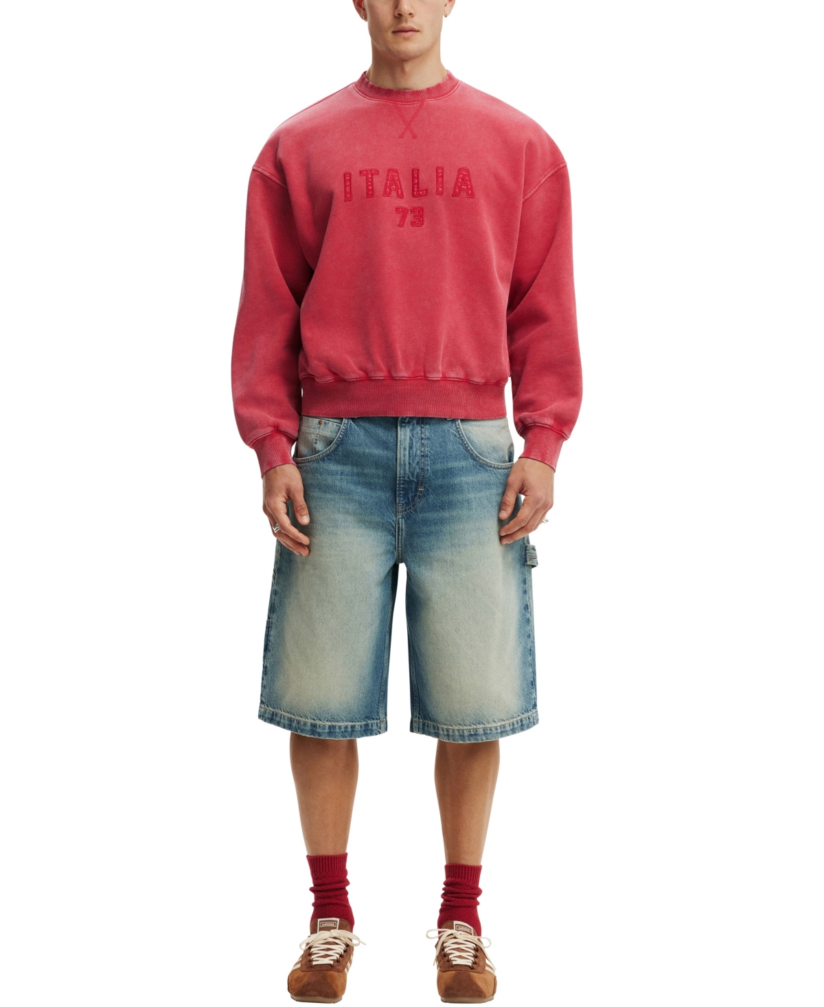 Click here for Cotton On Mens Oversized Graphic Sweatshirt - Red prices