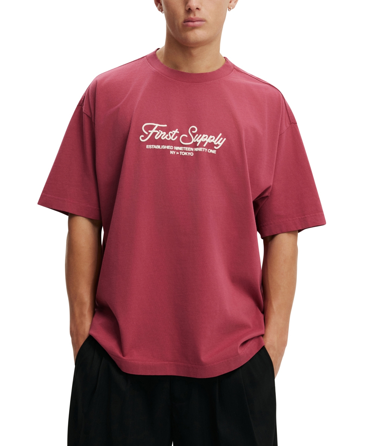 Click here for Cotton On Mens Wardrobe Staple Text Boxy-Fit T-Shi... prices