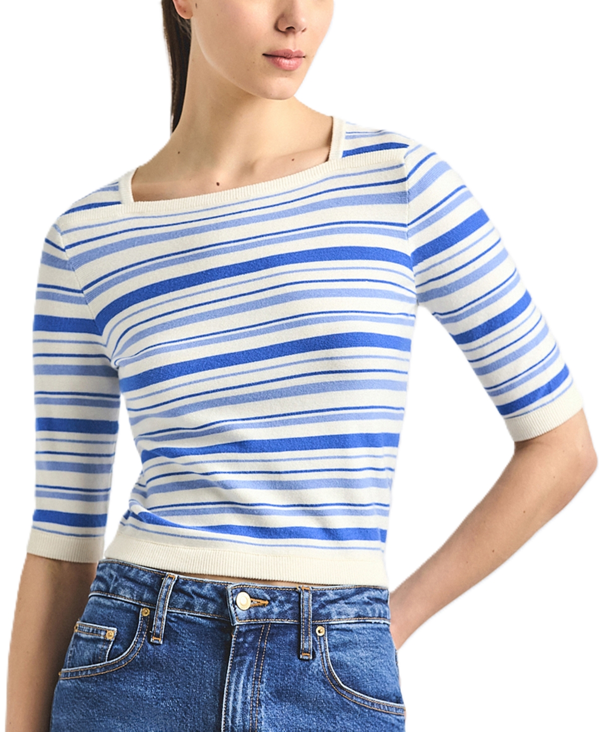 Click here for Derek Lam 10 Crosby Womens Striped Boat Neck Horiz... prices