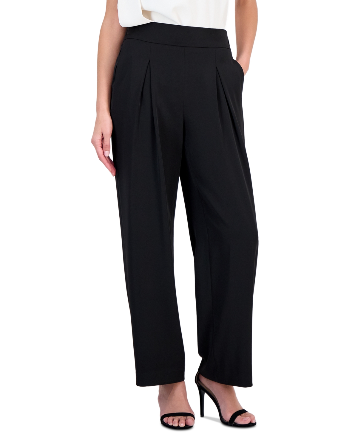 Click here for Anne Klein Petite Pleated Wide-Leg Pull-On Pants -... prices