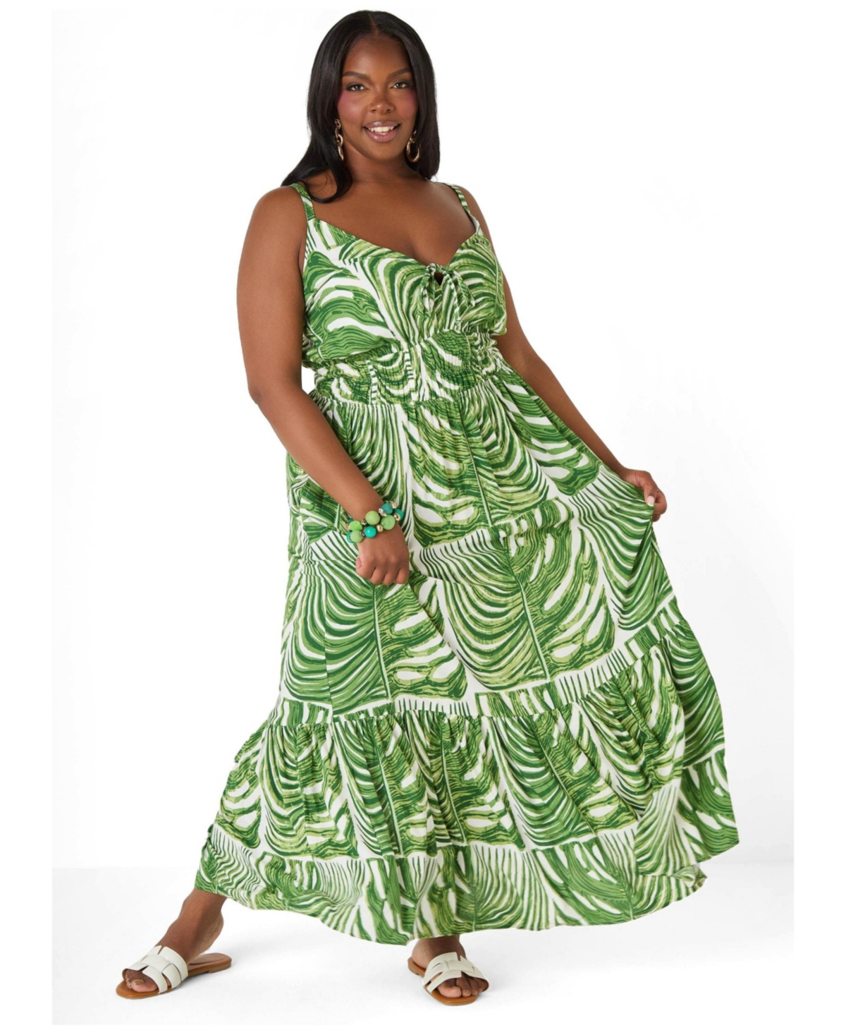 Click here for Ashley Stewart Womens Plus Size Palm Print Maxi Dr... prices