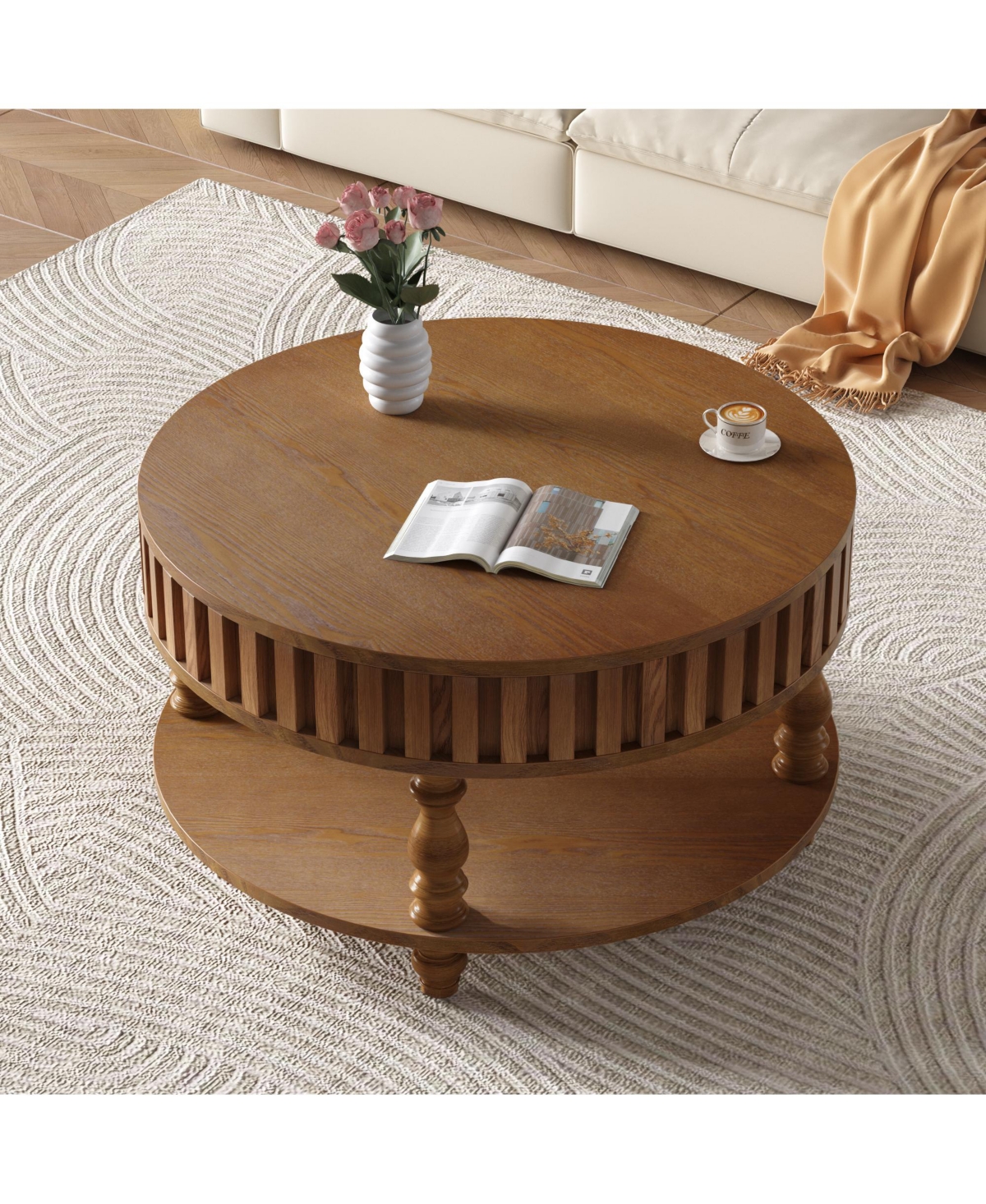 Click here for Clihome Modern Fluted Coffee Table with Storage  F... prices