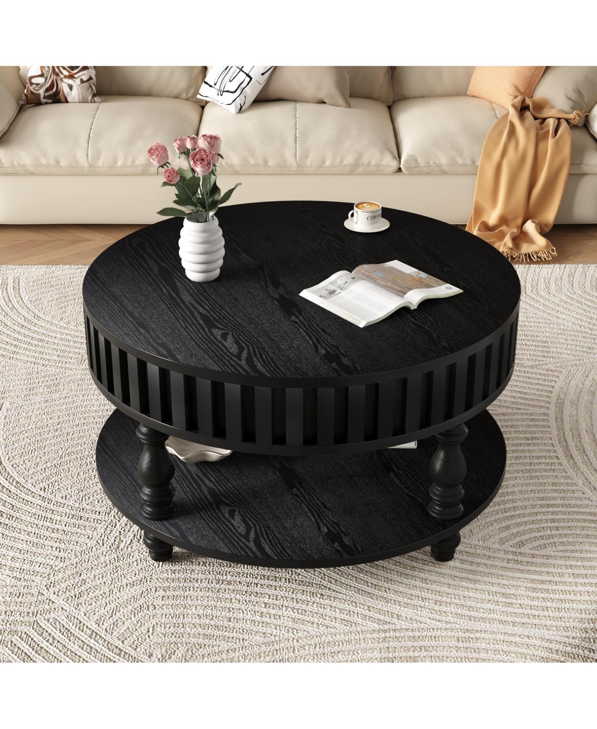 Click here for Clihome Modern Fluted Coffee Table with Storage  F... prices