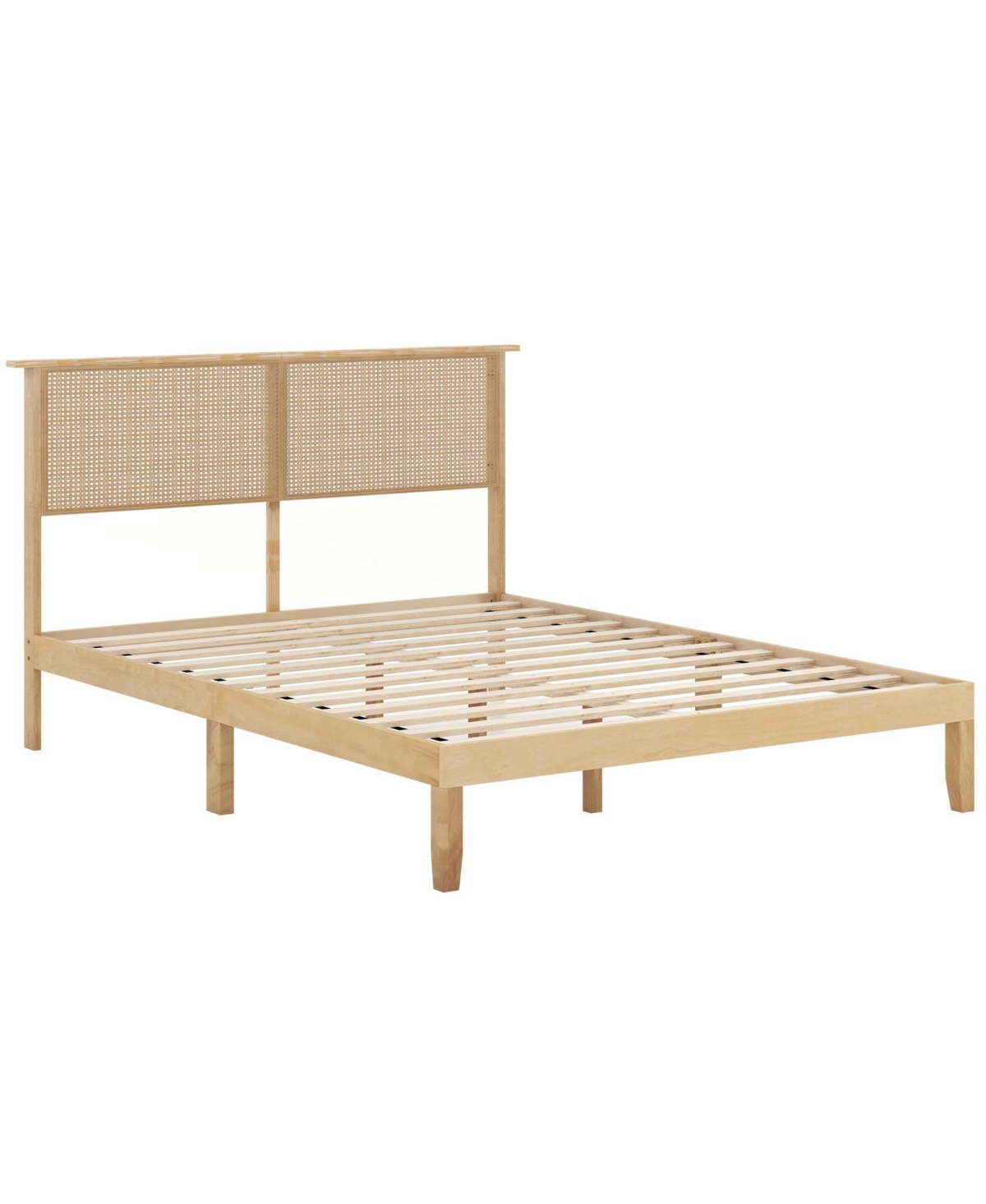 Click here for Slickblue Platform Bed Frame with Rattan Headboard... prices