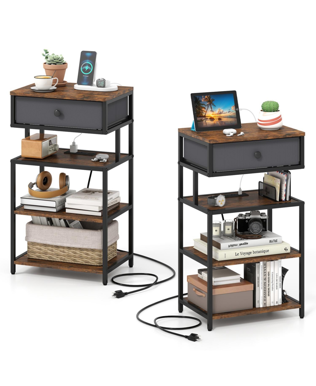 Click here for Slickblue Set of 2 Modern Nightstands with Chargin... prices
