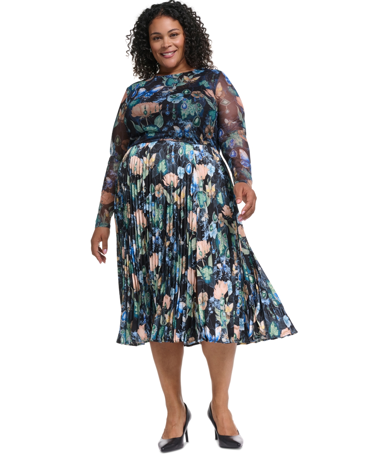 Click here for Karl Lagerfeld Paris Plus Size Mixed Media Mesh Lo... prices