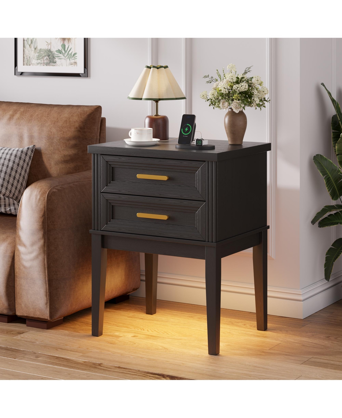 Click here for Vlsrka 25.6 H Nightstand with 2 Drawers and Chargi... prices