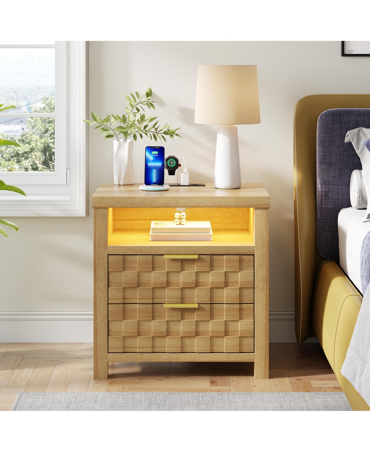 Click here for Vlsrka 25.6 Wide 2-Drawer Nightstand with Charging... prices