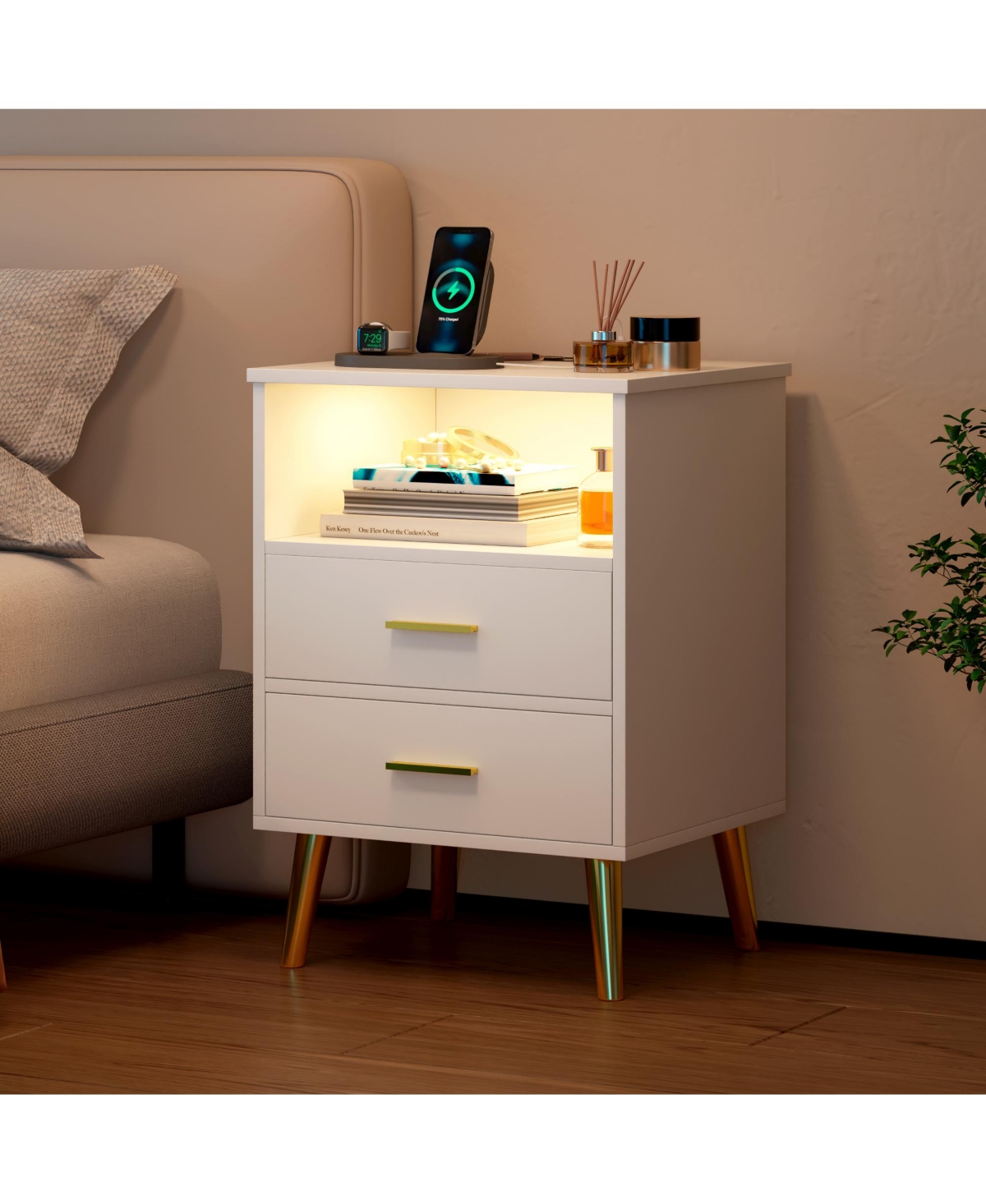 Click here for Vlsrka 25.6 H Nightstand with Hidden Drawer  Charg... prices