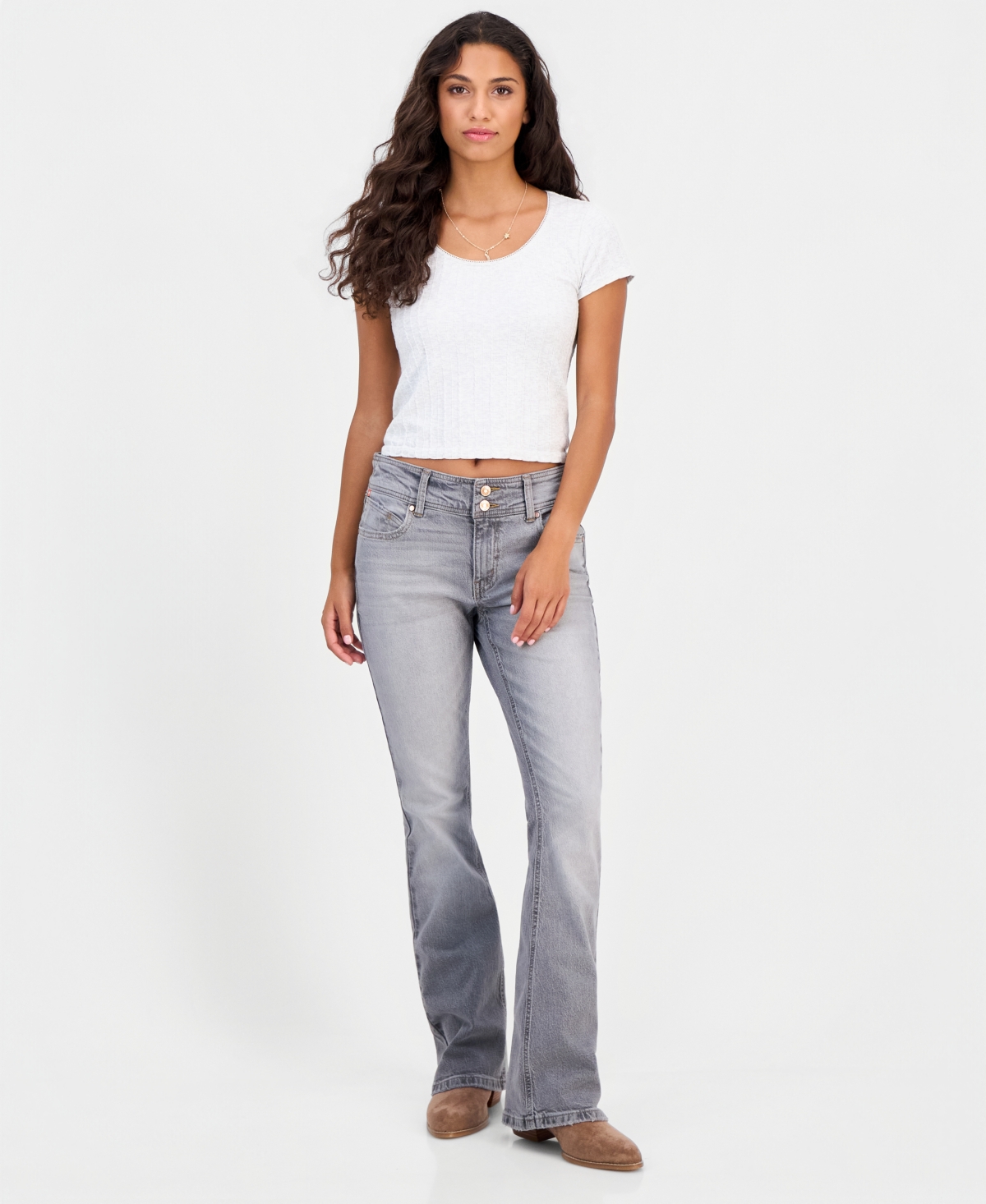 Click here for Celebrity Pink Juniors Mid-Rise Retro Bootcut Jean... prices