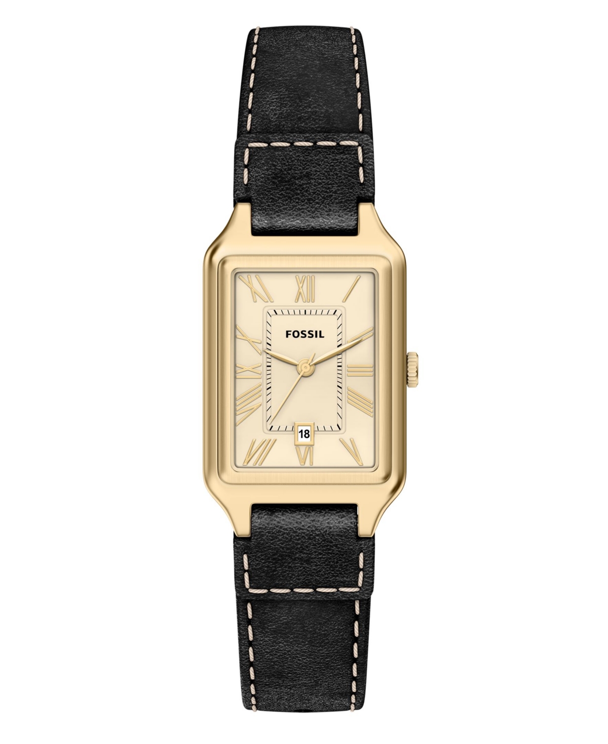 Click here for Fossil Womens Raquel Three-Hand Date Black Leather... prices