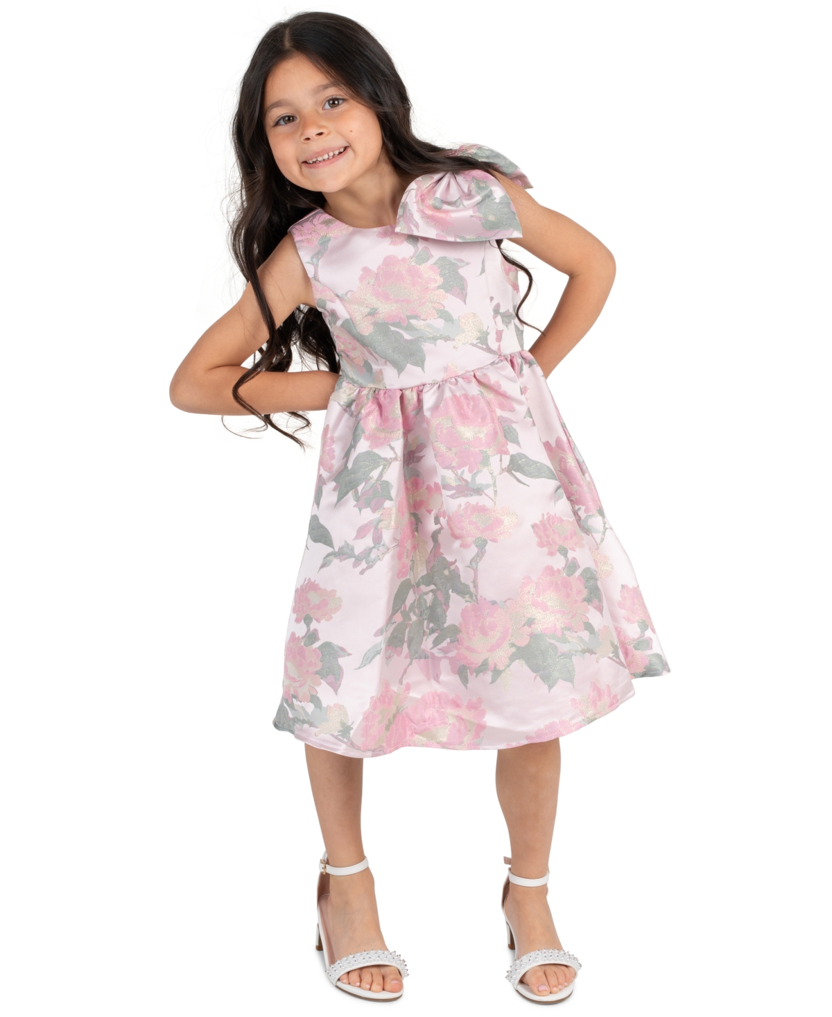 Click here for Rare Editions Girls 2T-6X Brocade Bow Shoulder Dre... prices