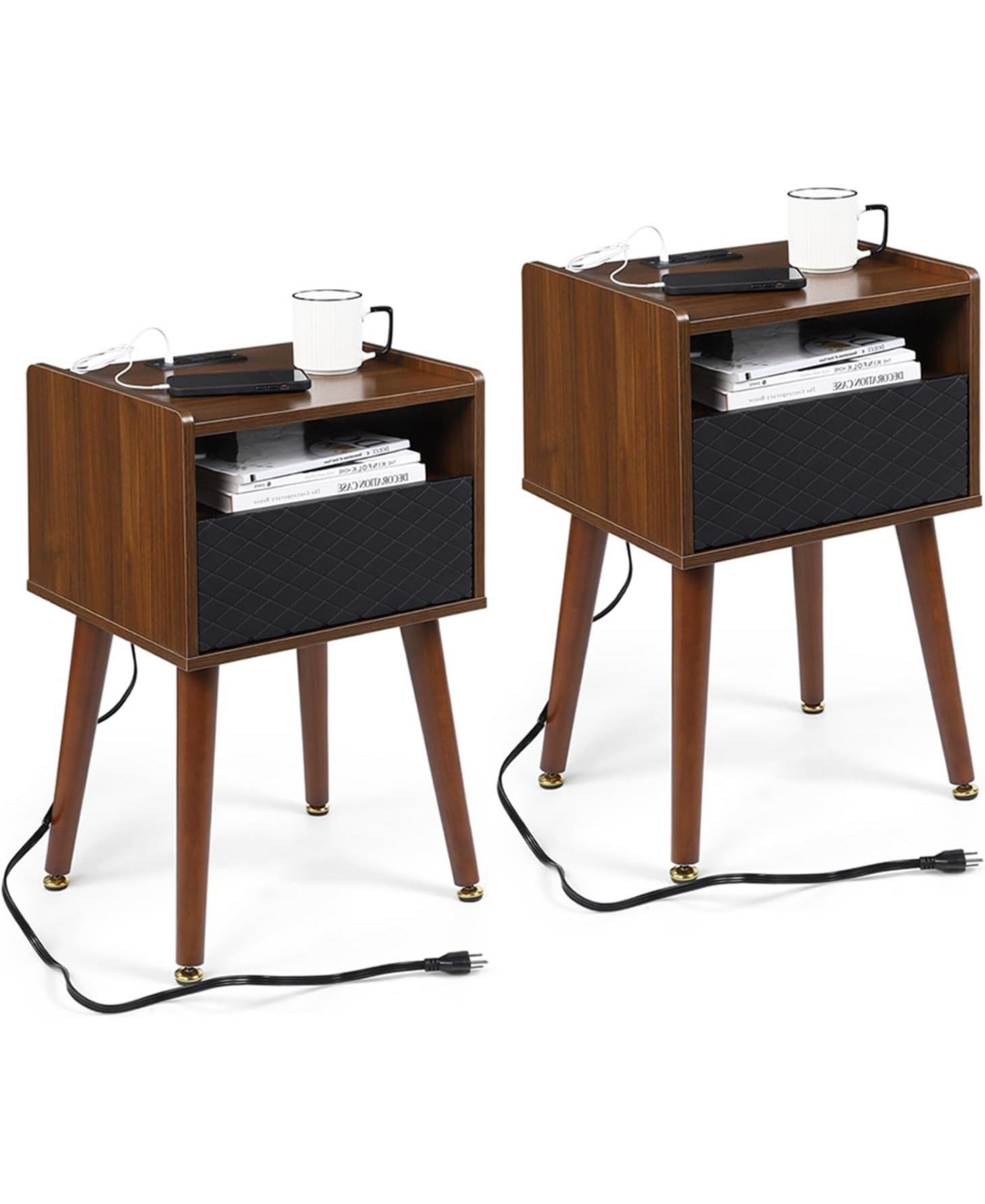 Click here for gaomon Mid Century Modern Nightstand Set of 2 with... prices