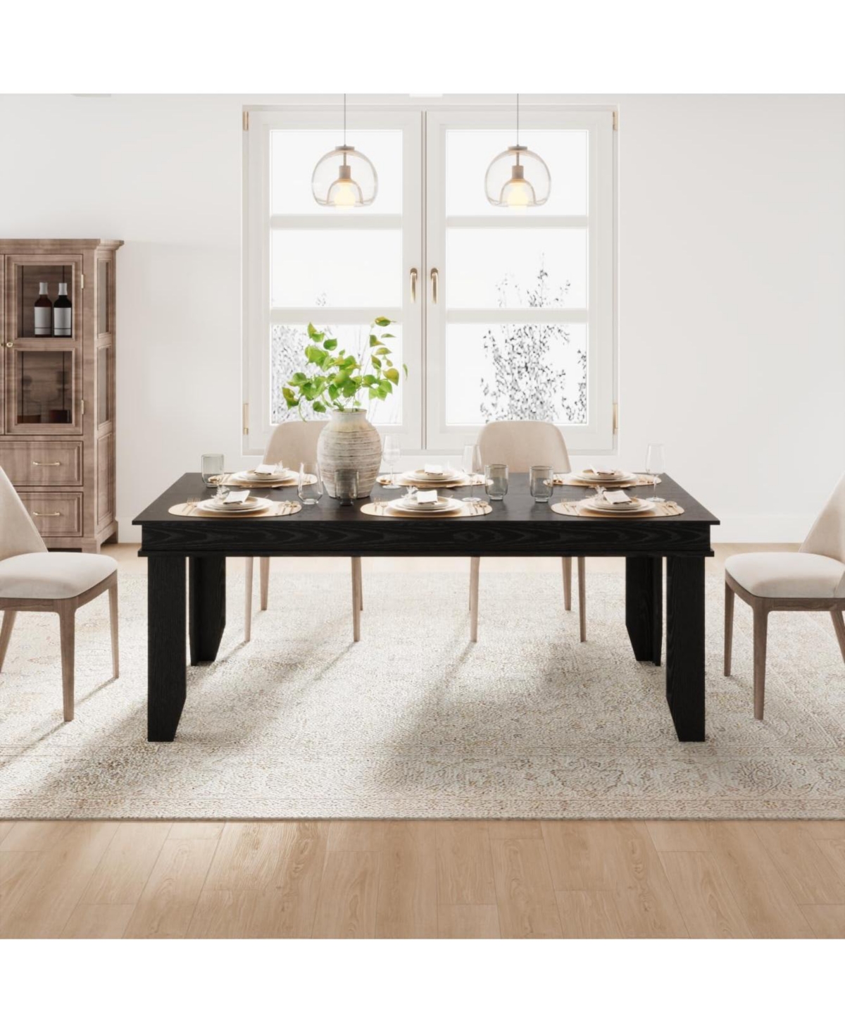 Click here for gaomon Long Black Kitchen Tables with Wooden Sturd... prices