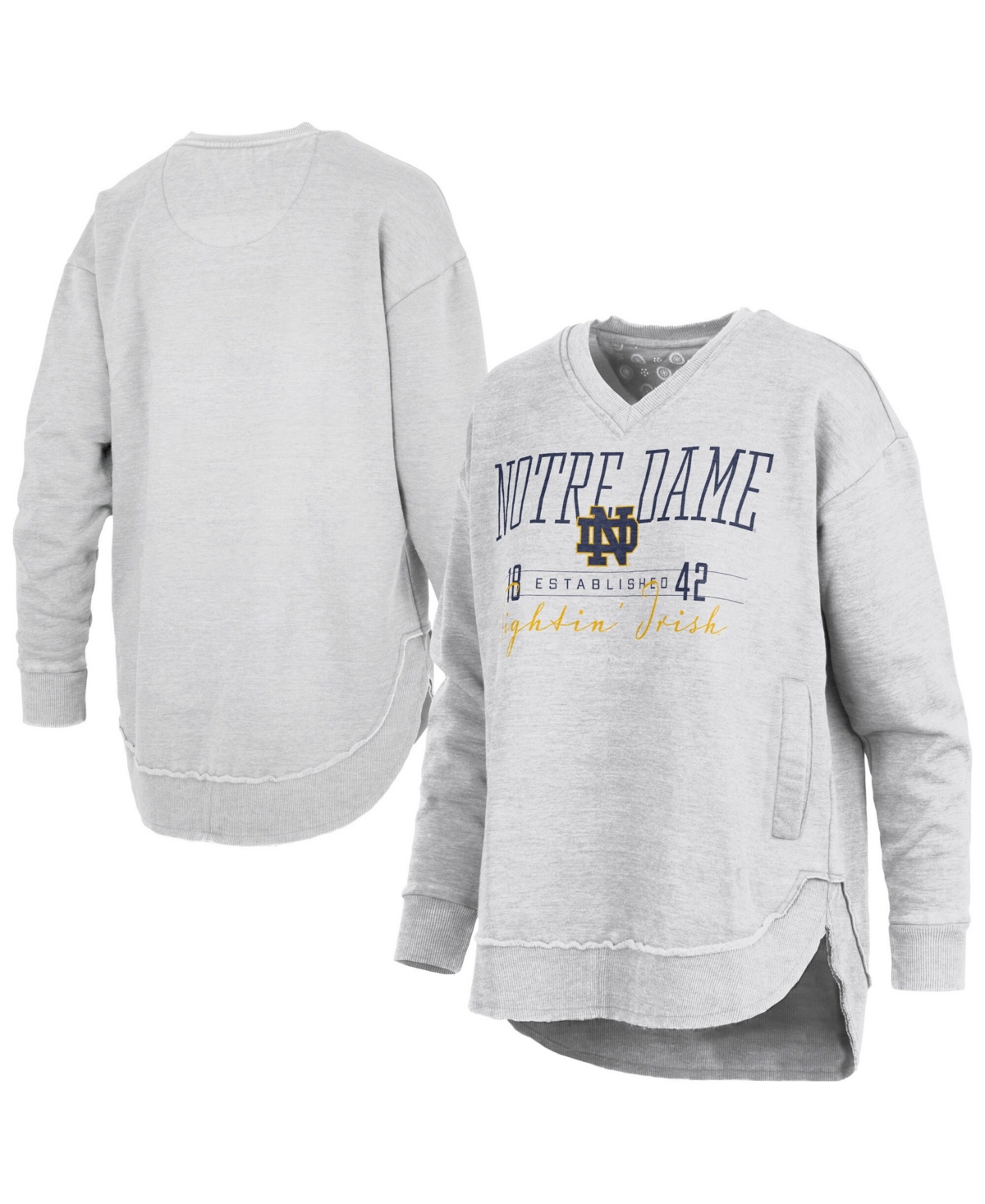 Click here for Pressbox Womens Heather Gray Notre Dame Fighting I... prices