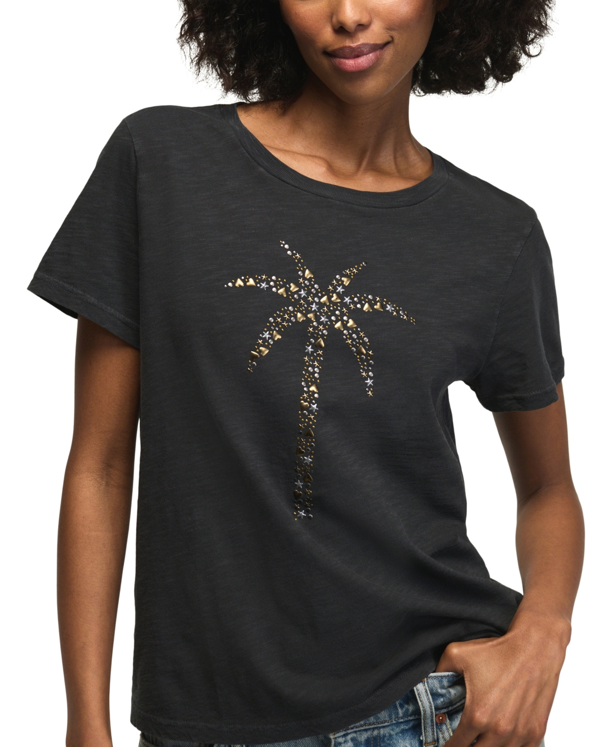 Click here for Lucky Brand Womens Embellished Palm Tree Motif Cre... prices