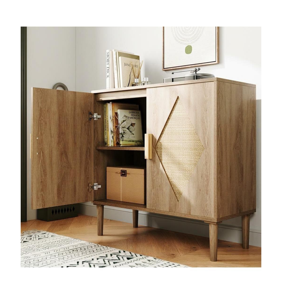 Click here for homfan Buffet Cabinet with Rattan Doors Sideboard... prices