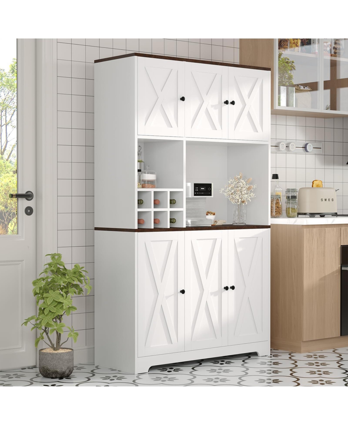 Click here for homfan 71-Inch Tall Pantry Cabinet with Wine Rack... prices