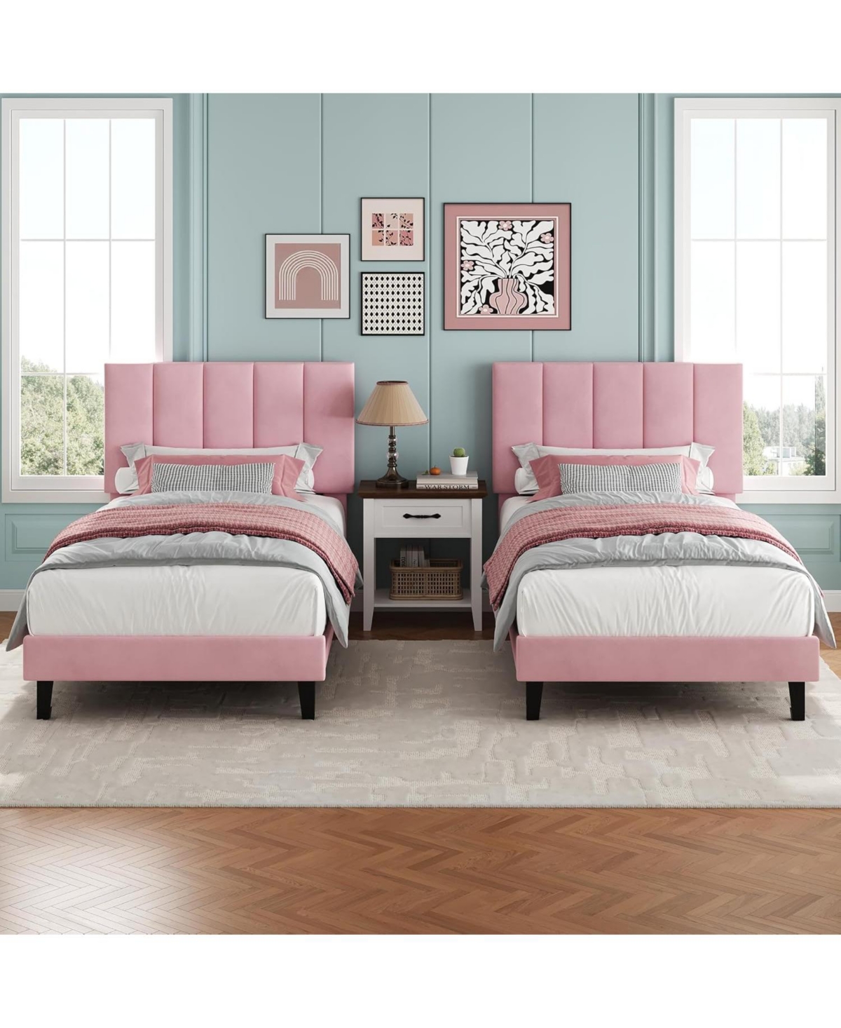 Click here for gaomon Twin Size Velvet Upholstered Platform Bed F... prices
