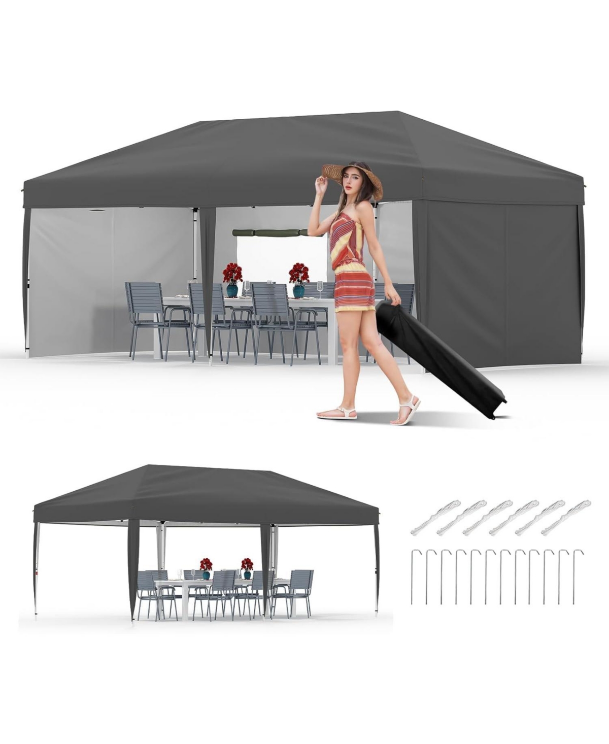 Click here for gaomon 10x20 Commercial Pop-Up Canopy Tent - 210D... prices