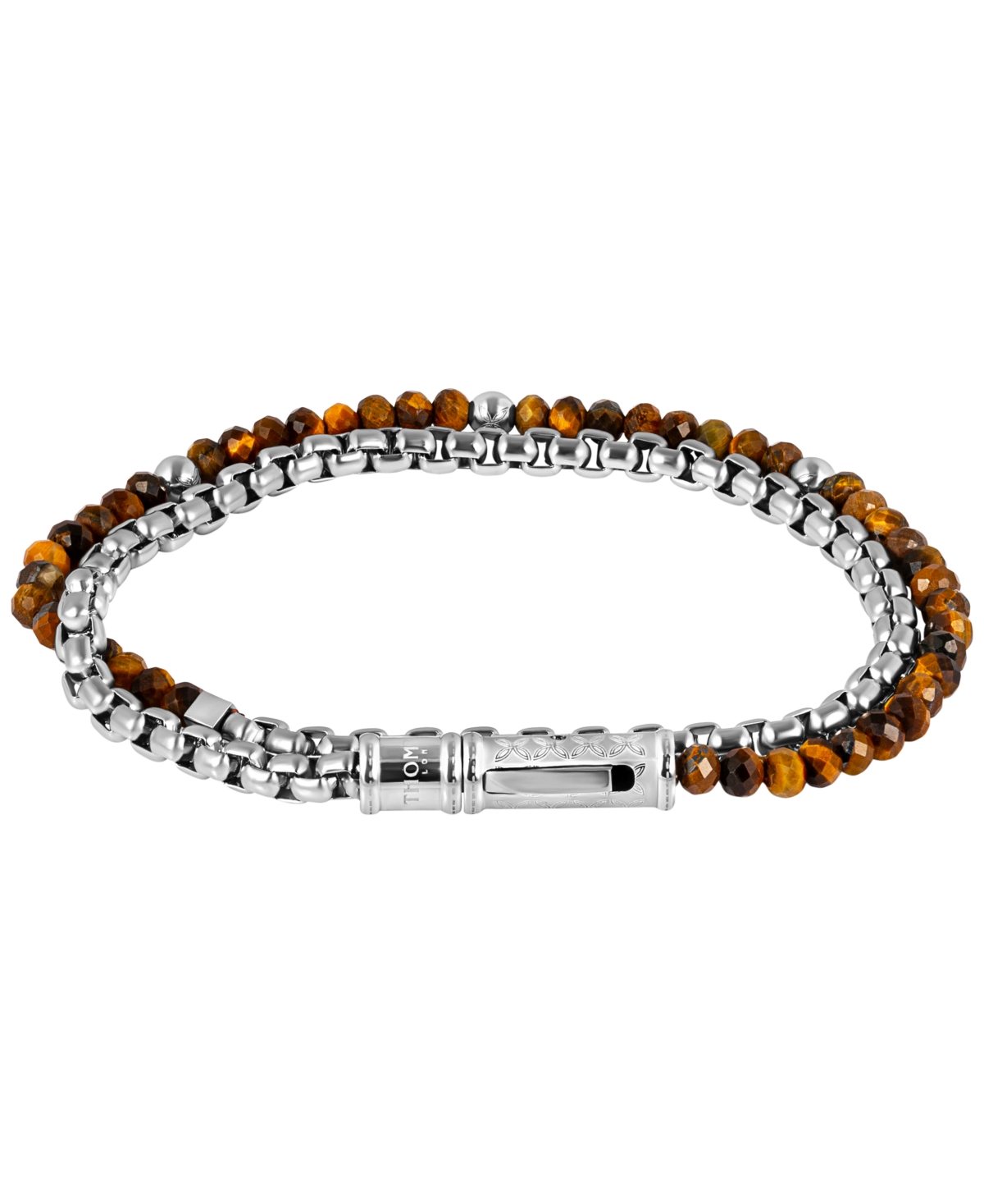 Click here for Thompson of London Mens Lucky Clover Tiger Eye Sta... prices