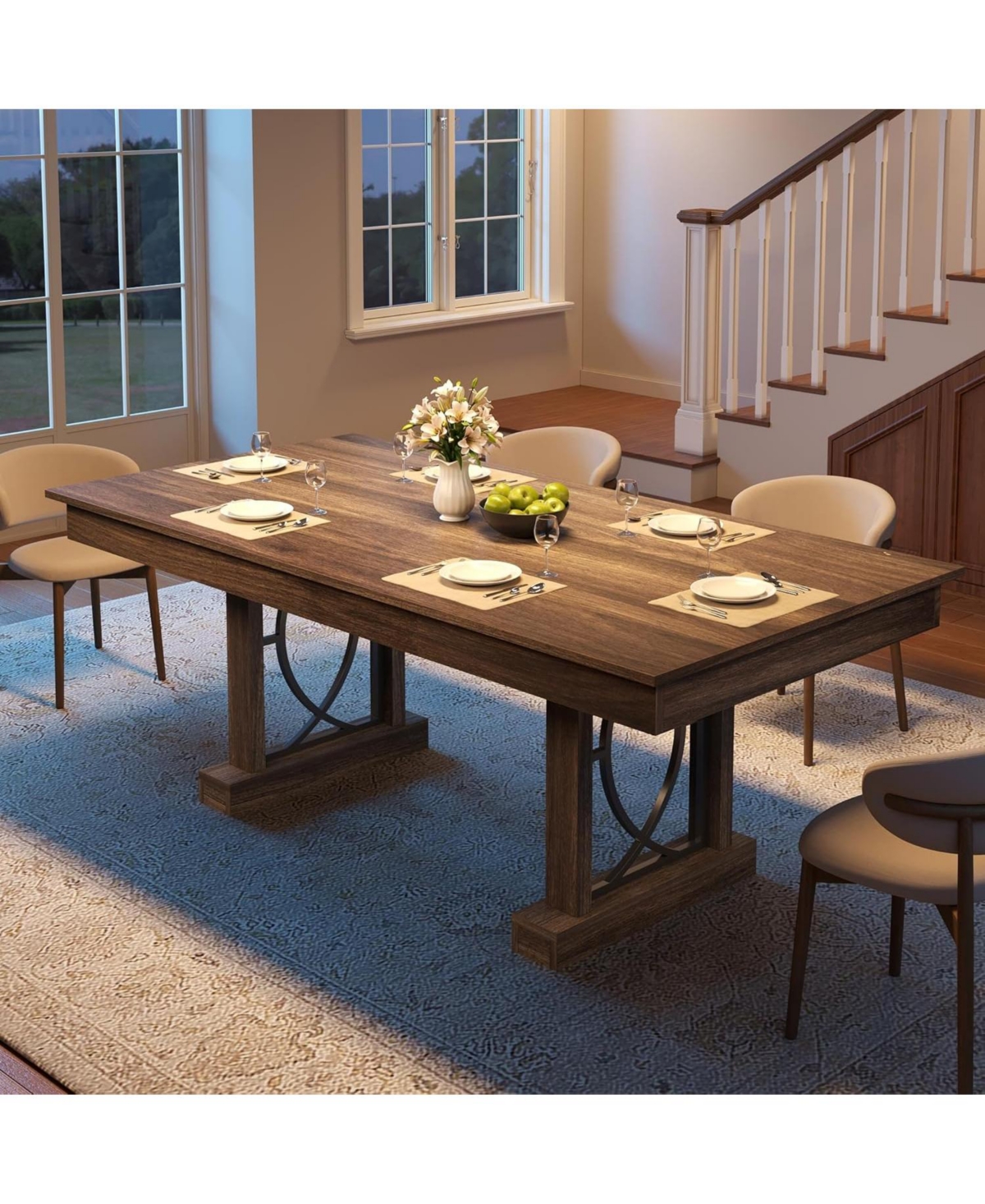 Click here for gaomon 8-Ft Dining Table for 6-8 with 2 Drawers  R... prices