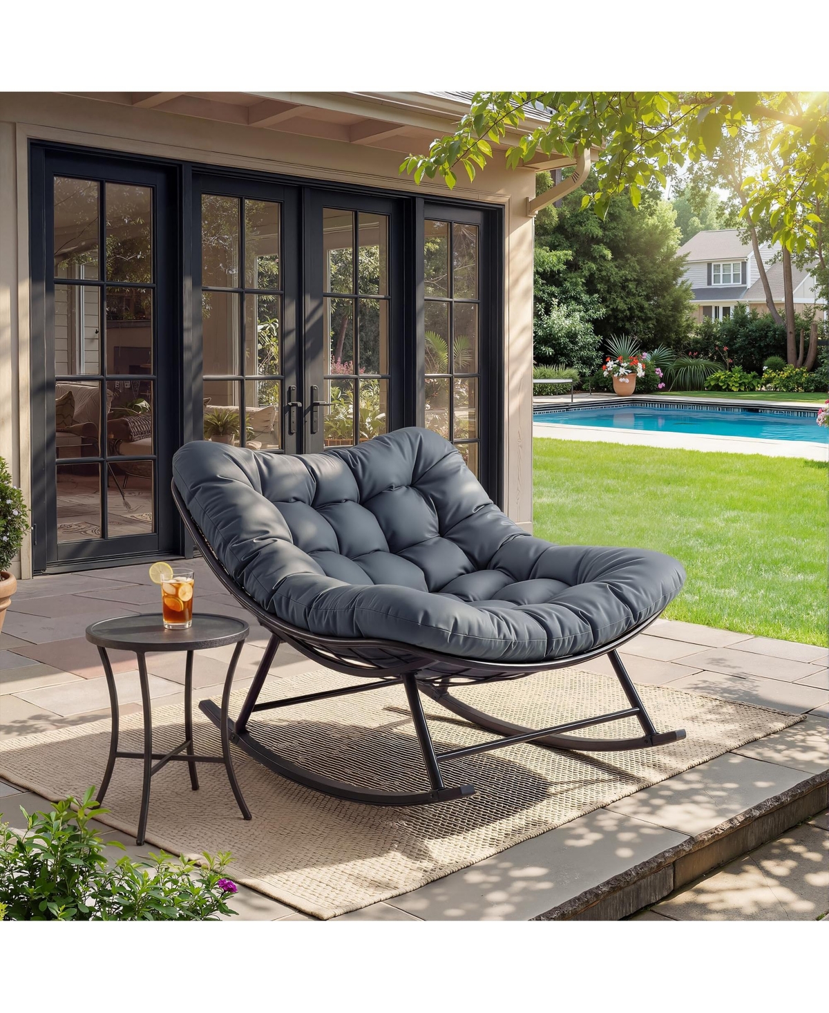 Click here for homfan Outdoor Rocking Chair â Papasan Rocking C... prices