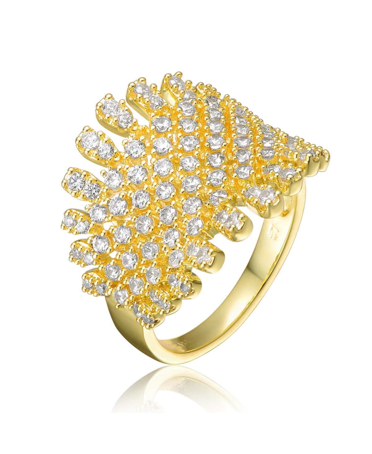 Click here for Ra 14K Gold Plated Cubic Zirconia Cluster Dome Sha... prices
