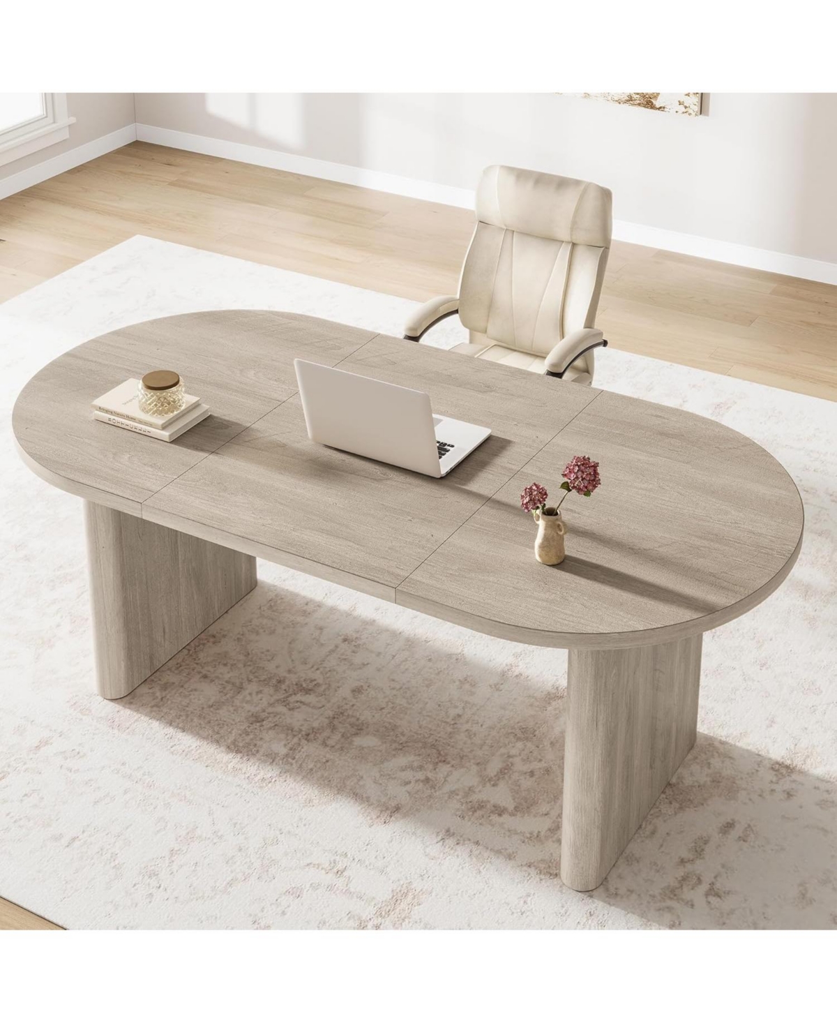 Click here for gaomon Oval Dining Table for 4-8  Double Pedestal... prices