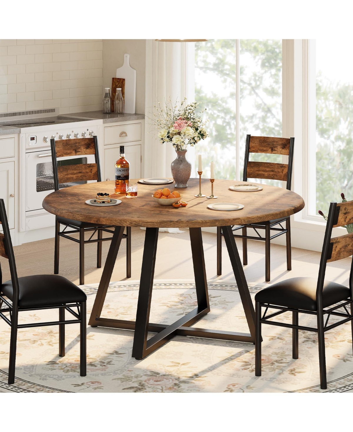 Click here for gaomon Round Dining Table Set for 4  5-Piece Woode... prices