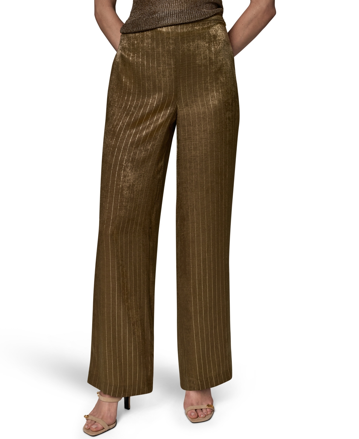Click here for Donna Karan New York Womens Pinstripe Satin Pull-O... prices