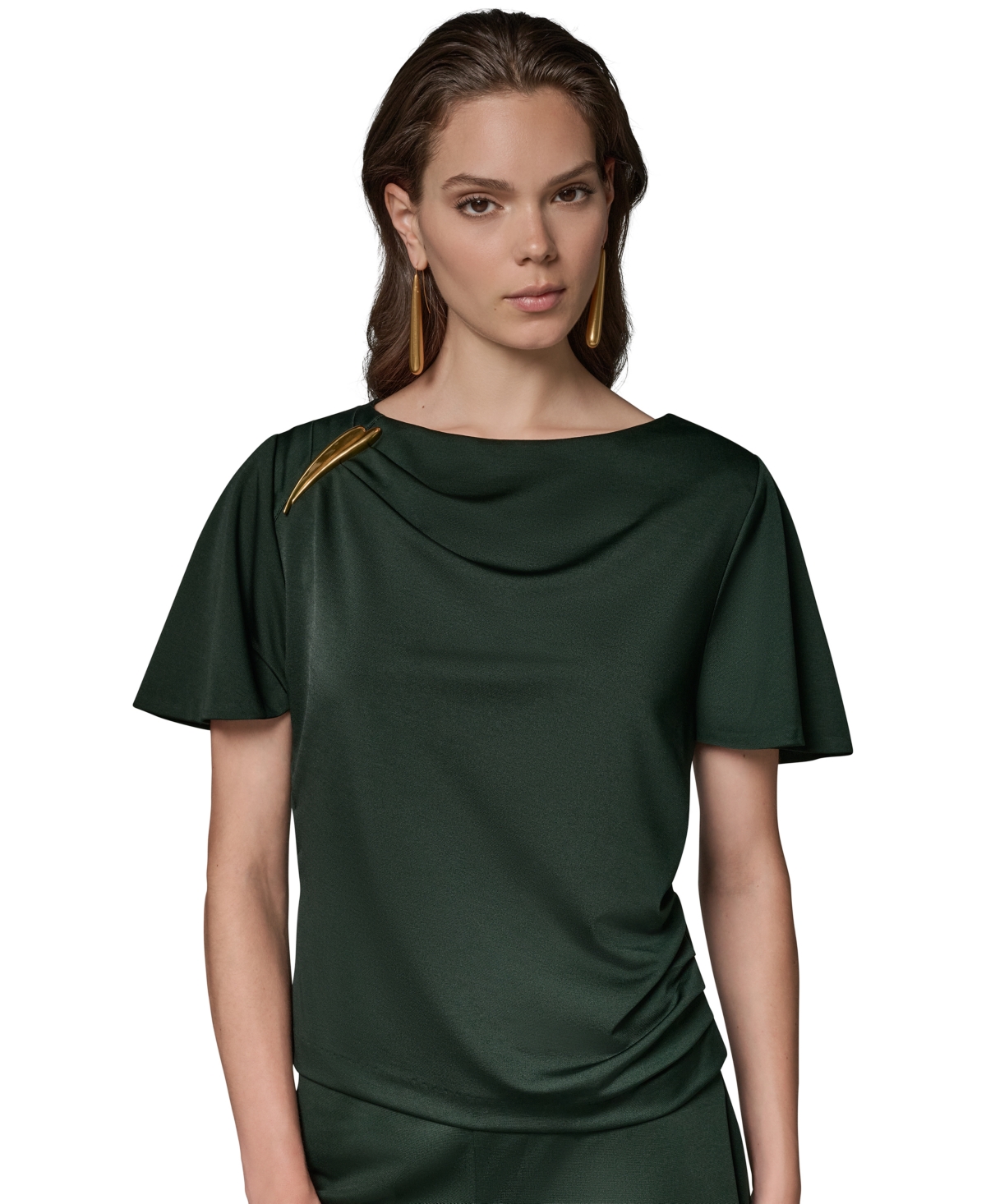 Click here for Donna Karan New York Womens Sheen Ponte Faux Surpl... prices