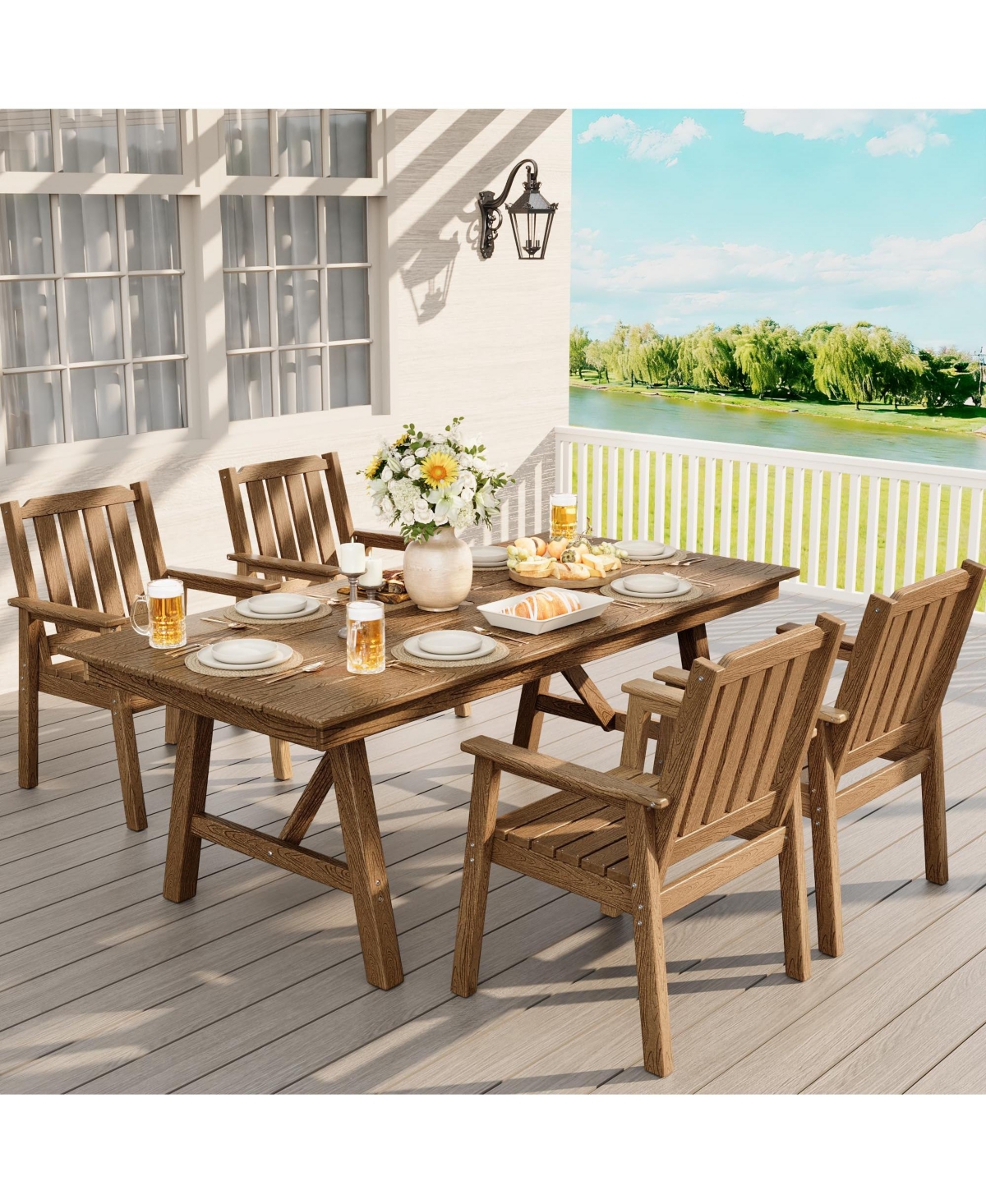 Click here for homfan Outdoor Dining Table Set for 4  5 Piece Pat... prices