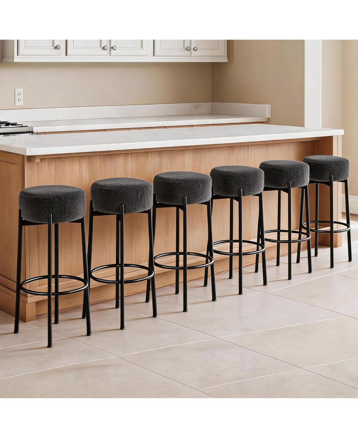 Click here for gaomon 24 Round Barstools Set 4/6 Sherpa Soft Seat... prices