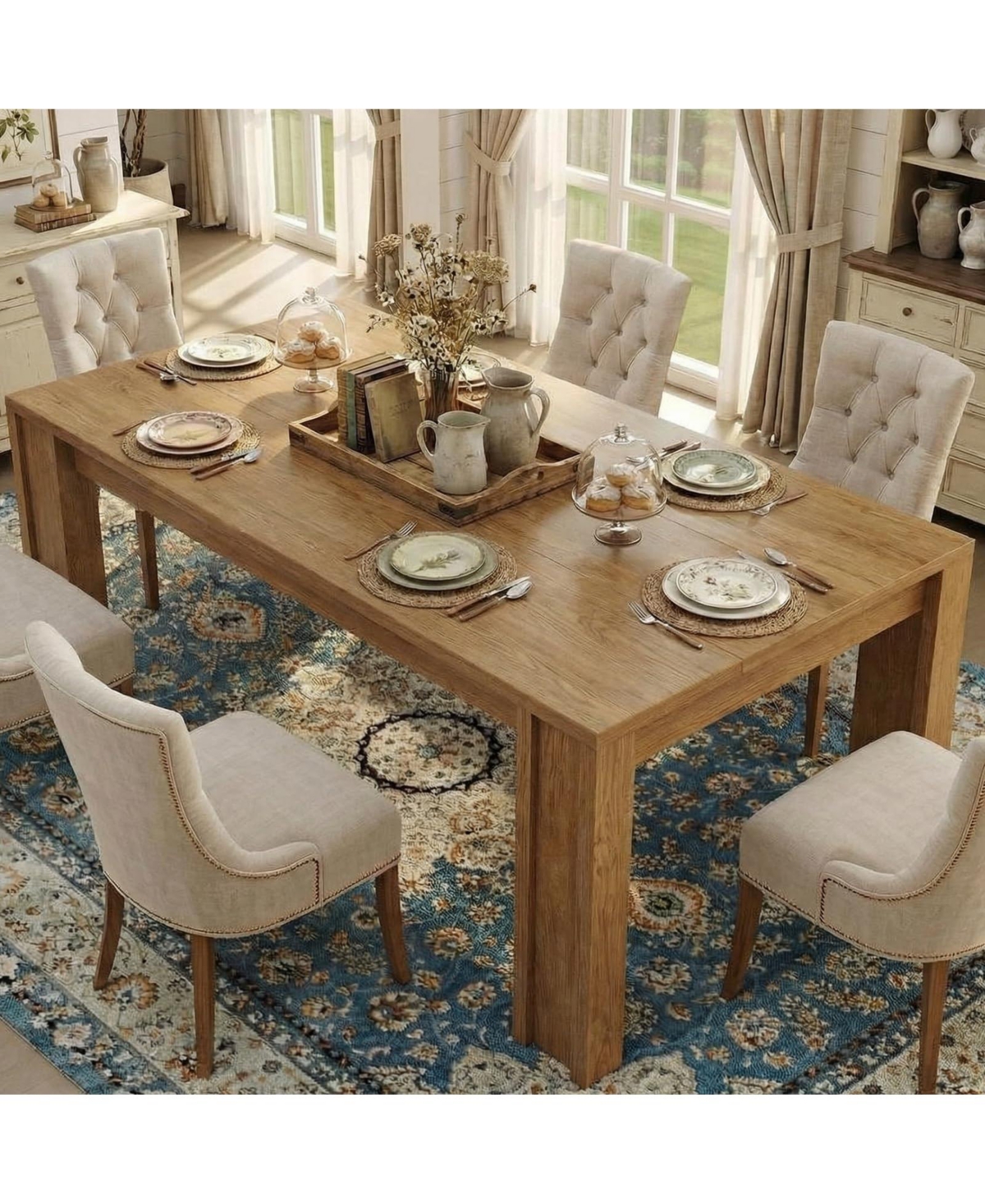 Click here for gaomon 63 Rectangular Dining Table for 4-6  Farmho... prices
