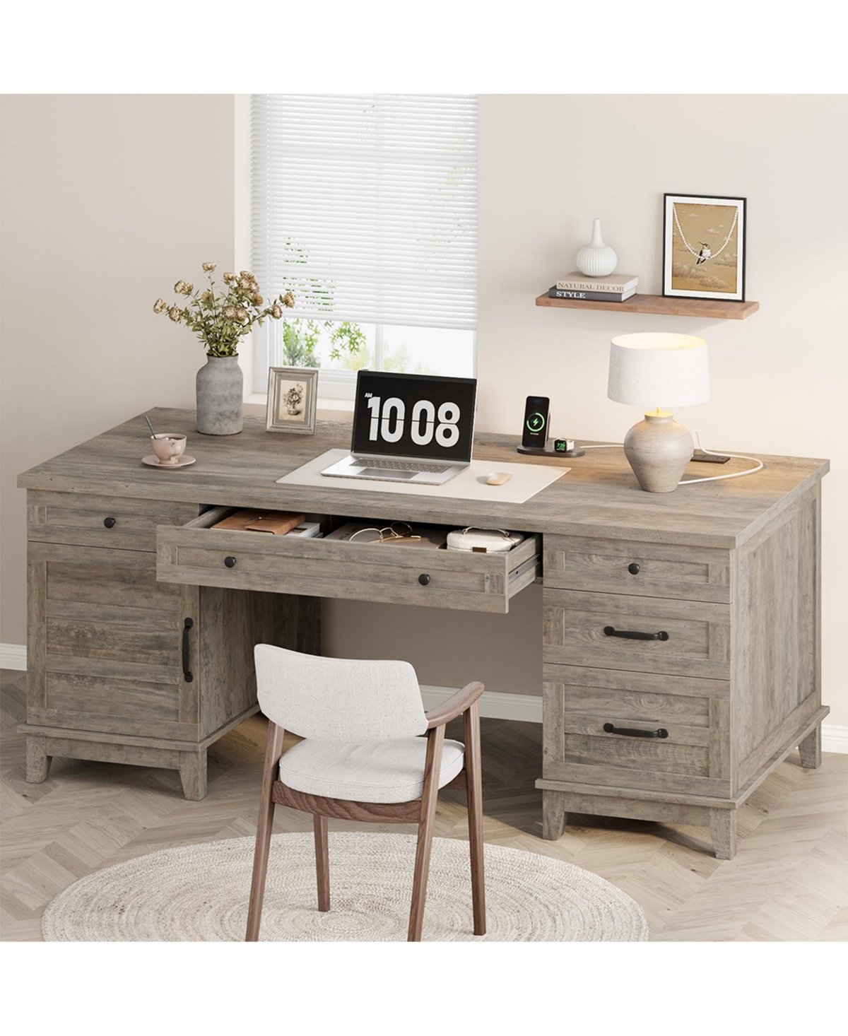 Click here for gaomon Farmhouse Executive Wood Desk 60 Writing Ta... prices