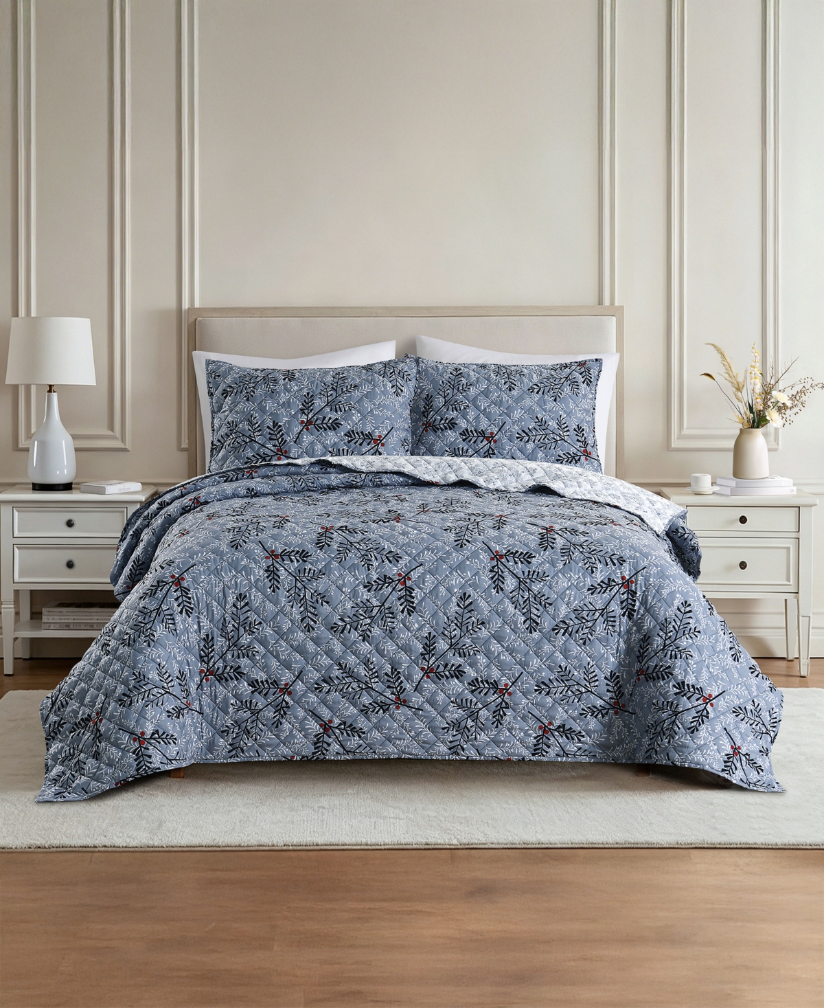 Click here for Lenox Festive Botanical 3-Piece Quilt Set  Full/Qu... prices