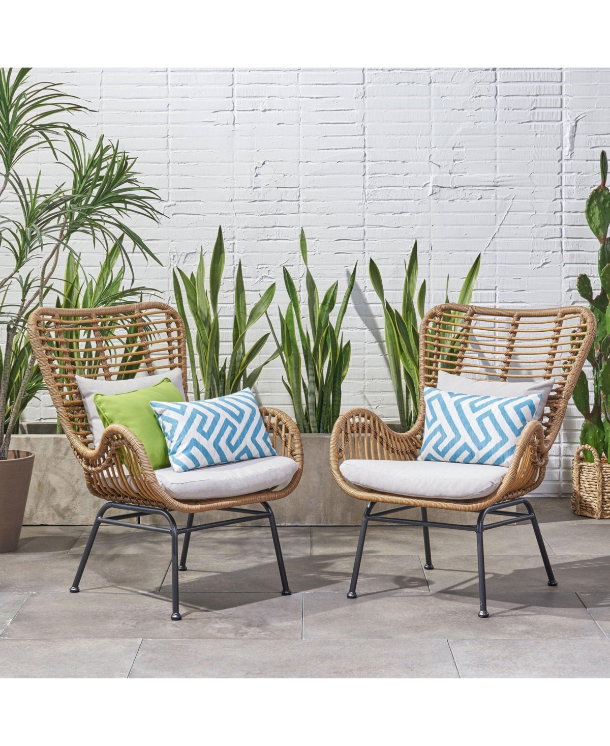 Click here for Mondawe Wicker Patio Chairs with Cushions  Set of... prices